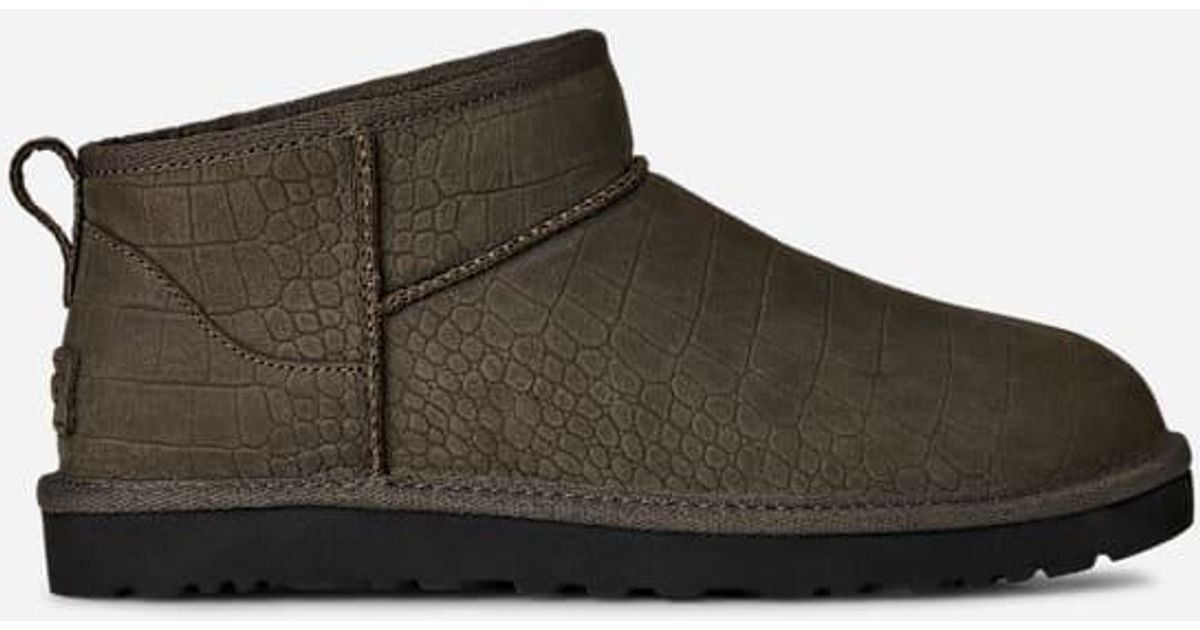 UGG Classic Ultra Mini Embossed Sheepskin Classic Boots in Black for ...