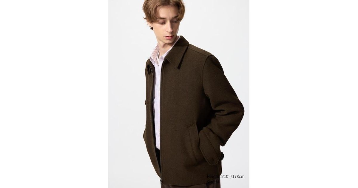Uniqlo Single Collar Short Blouson in Brown for Men | Lyst UK