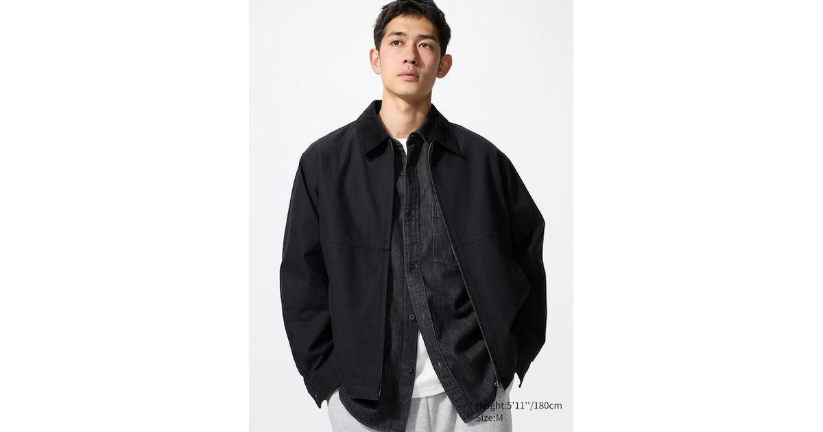 Uniqlo Zip-Up Short Blouson in Black for Men | Lyst UK