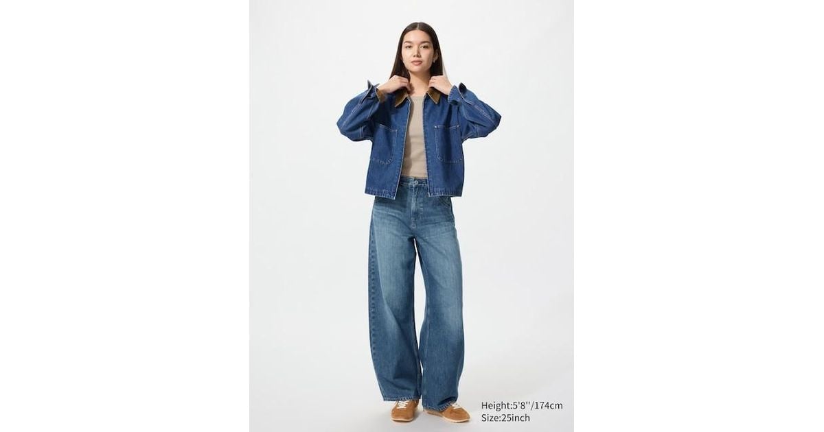 Uniqlo Baggy Curve Jeans (Longer) in Blue | Lyst UK