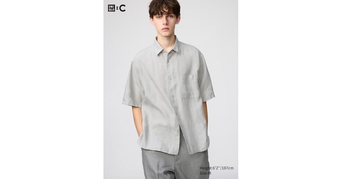 Uniqlo 100 Premium Leinen Hemd (Oversized) in Grau für Herren | Lyst DE