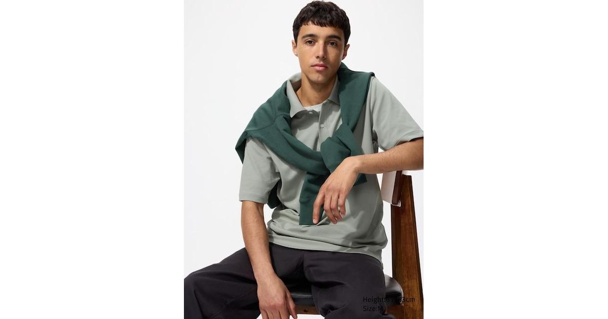 Uniqlo Airism Cotton Piqué Polo Shirt in Green for Men | Lyst UK