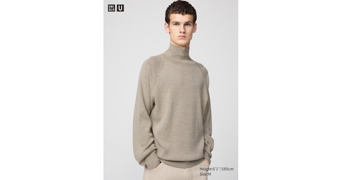 Uniqlo High Neck Jumper in Natural for Men | Lyst UK