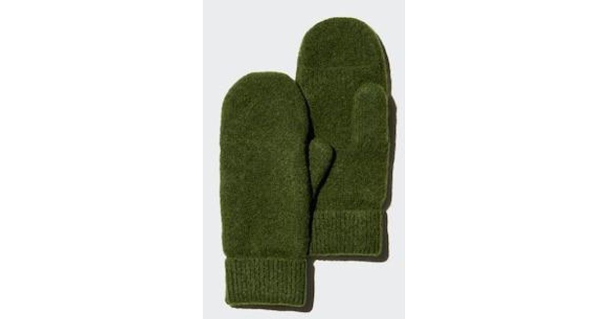 Uniqlo Heattech Soufflé Yarn Lined Mittens in Green | Lyst UK