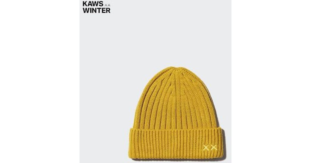 Uniqlo Kaws Winter Heattech Beanie Hat in Yellow for Men | Lyst UK