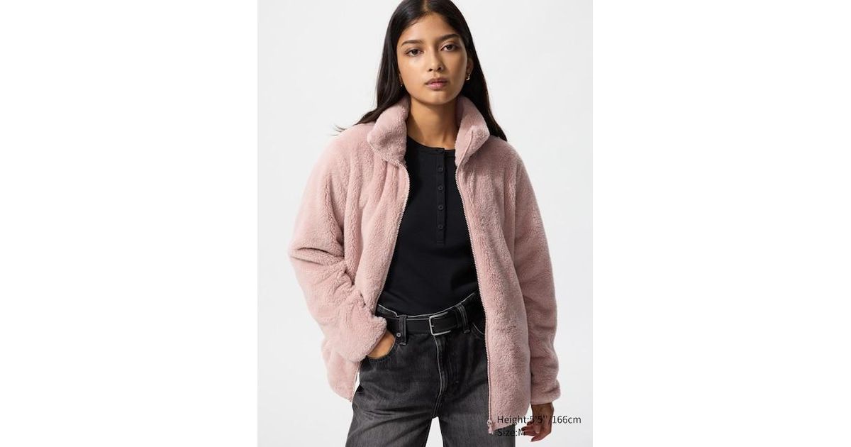 Uniqlo Fluffy Yarn Fleece Full-Zip Jacket in Natural | Lyst UK