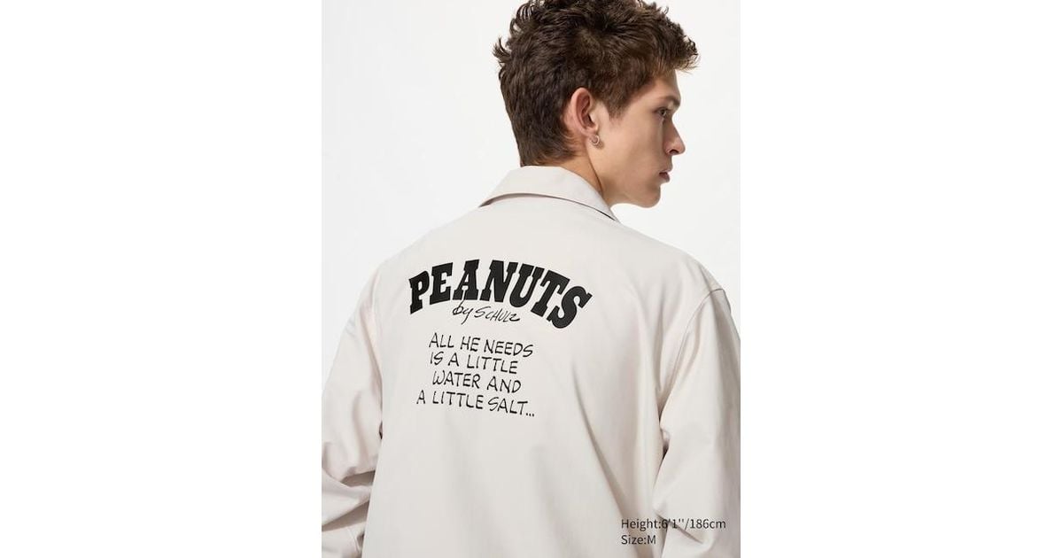 Uniqlo Peanuts Ut Graphic Coach Jacket in Natural for Men | Lyst UK