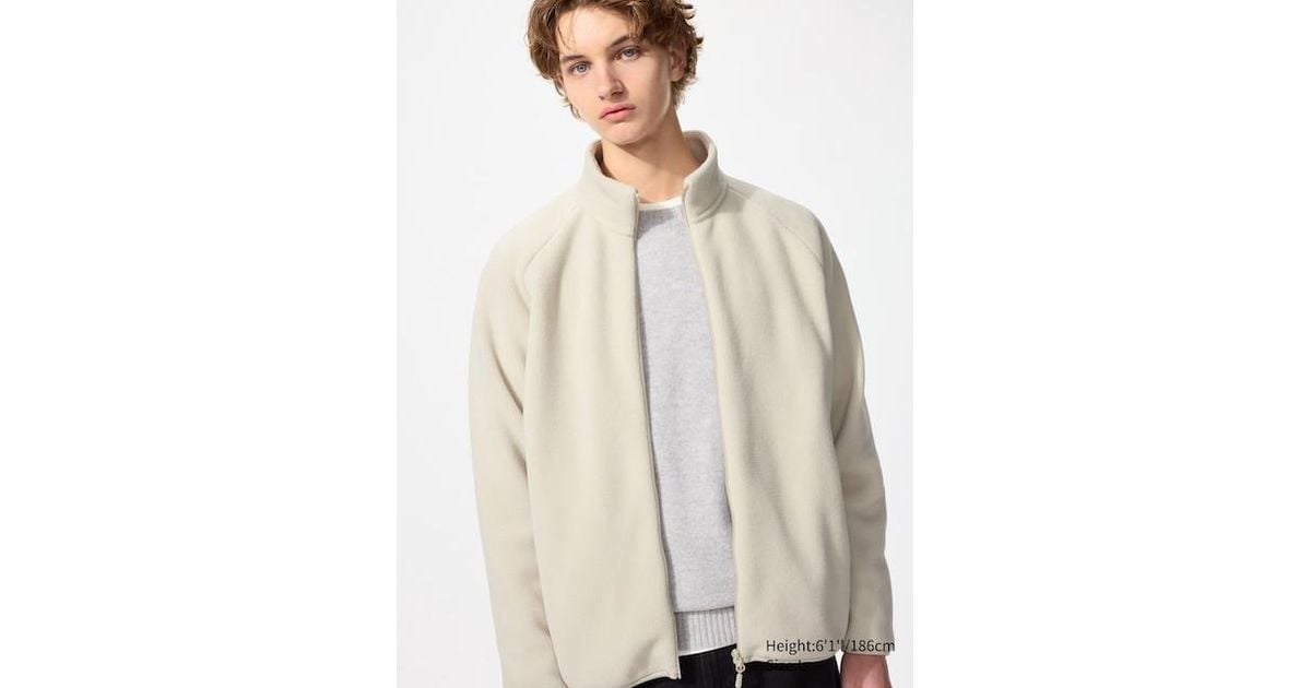 Uniqlo Fleece Full-Zip Jacket in Natural | Lyst UK