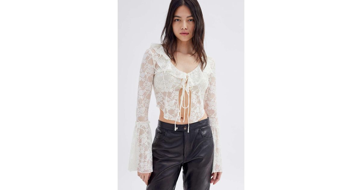 Urban Outfitters Uo Gossamer Sheer Lace Flyaway Top In White Lyst