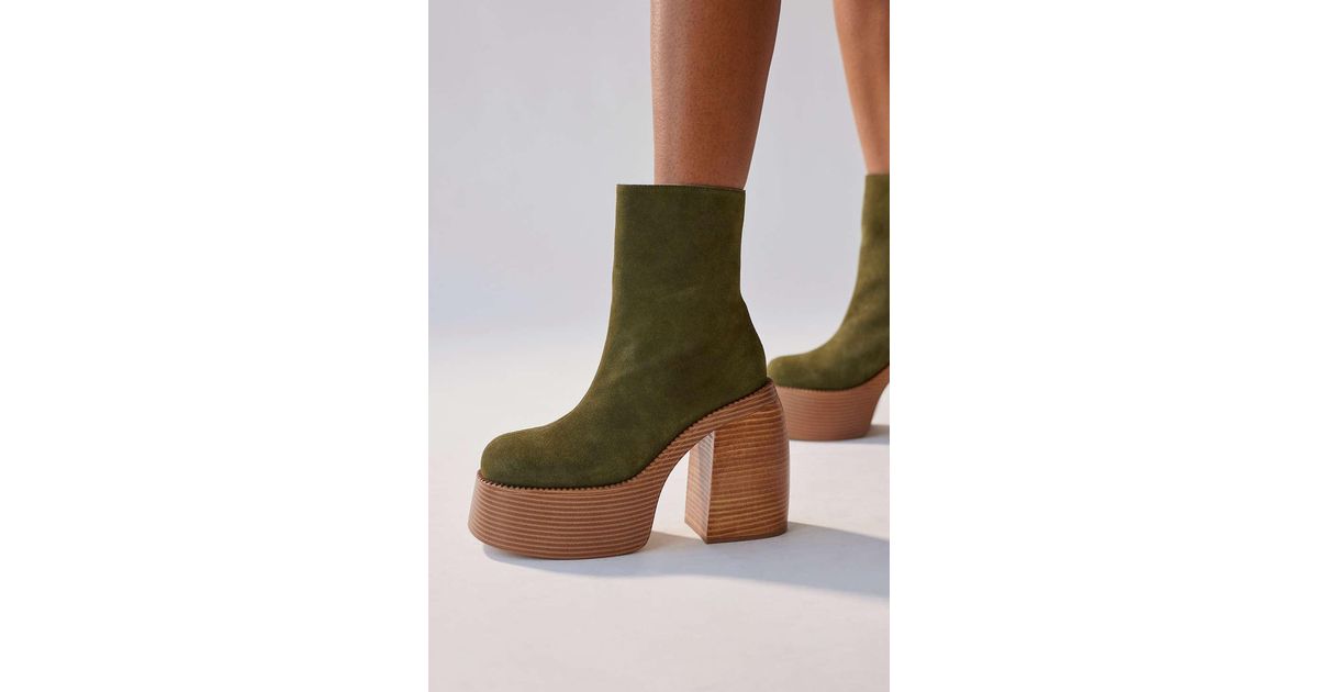 Urban Outfitters Uo Anna Leather Platform Boot in Green | Lyst