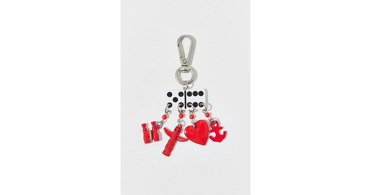 Urban Outfitters Domino Bag Charm Keychain in Red | Lyst