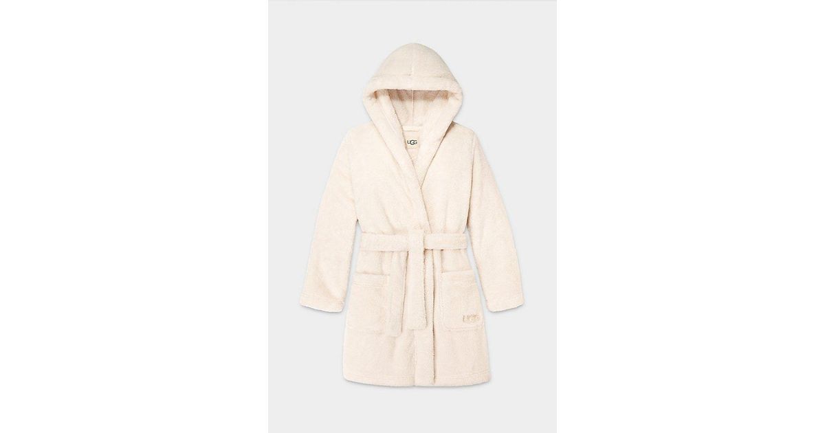 UGG Aarti Plush Fleece Hooded Robe in Natural | Lyst