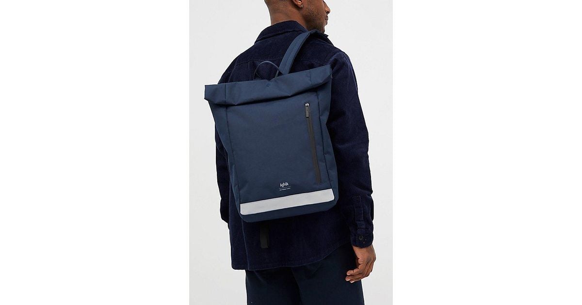 Lefrik Roll Reflective Backpack in Blue for Men | Lyst