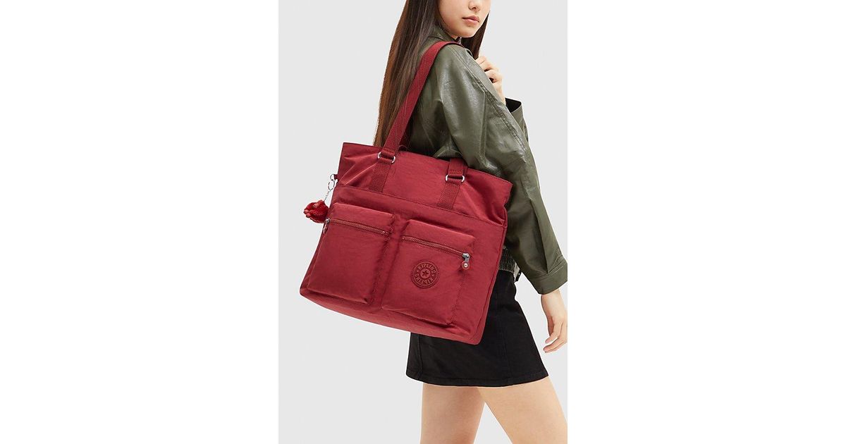 Kipling India Cargo Nylon Tote Bag in Red | Lyst