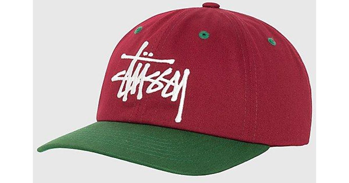 Stussy Low Profile Big Basic Snapback Hat in Red for Men | Lyst