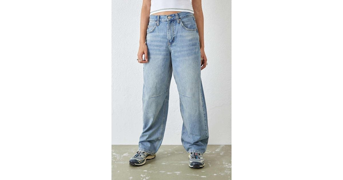 Bdg Pheonix Logan Cinch Back Boyfriend Jeans In Blue Lyst Uk 6442