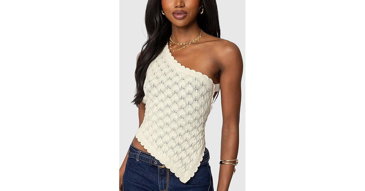 Edikted Codi Backless Asymmetric Knit Top in White | Lyst