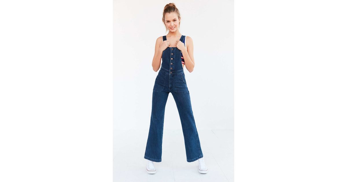 Wrangler High-rise Bell-bottom Overall in Blue | Lyst
