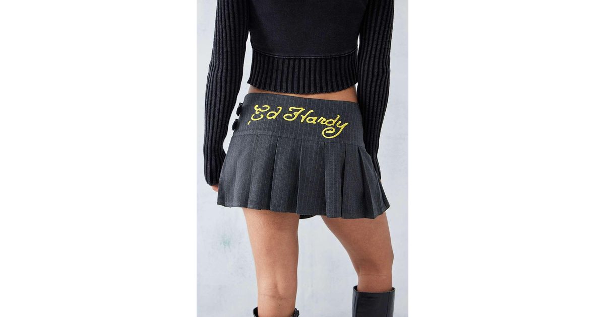 Ed Hardy Grey Pinstripe Micro Kilt in Blue | Lyst UK