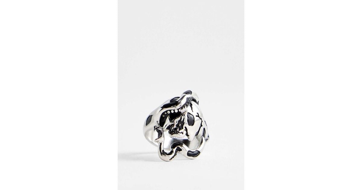 Ed Hardy Skull & Snake Ring in White for Men | Lyst UK