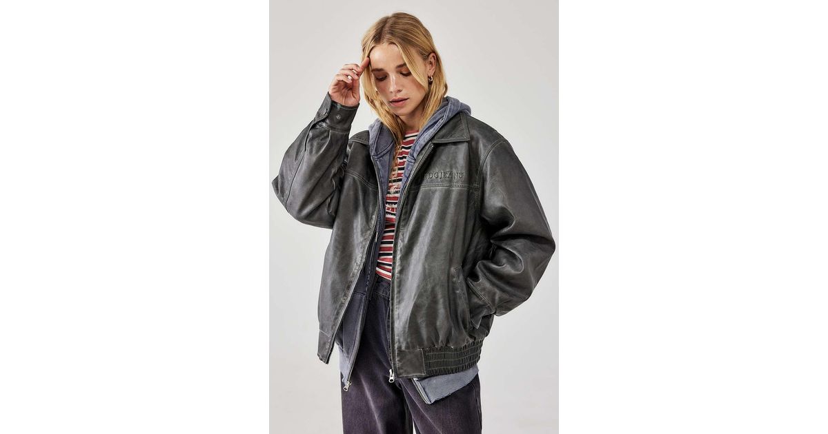 BDG Billy Faux Leather Bomber Jacket in Black | Lyst UK