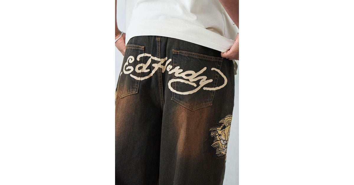 Ed Hardy Uo Exclusive Tinted Denim Dragon Jeans in Black for Men | Lyst UK