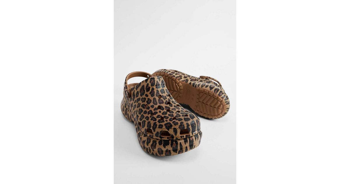 Crocs™ Leopard Classic Platform Clogs in Brown | Lyst UK