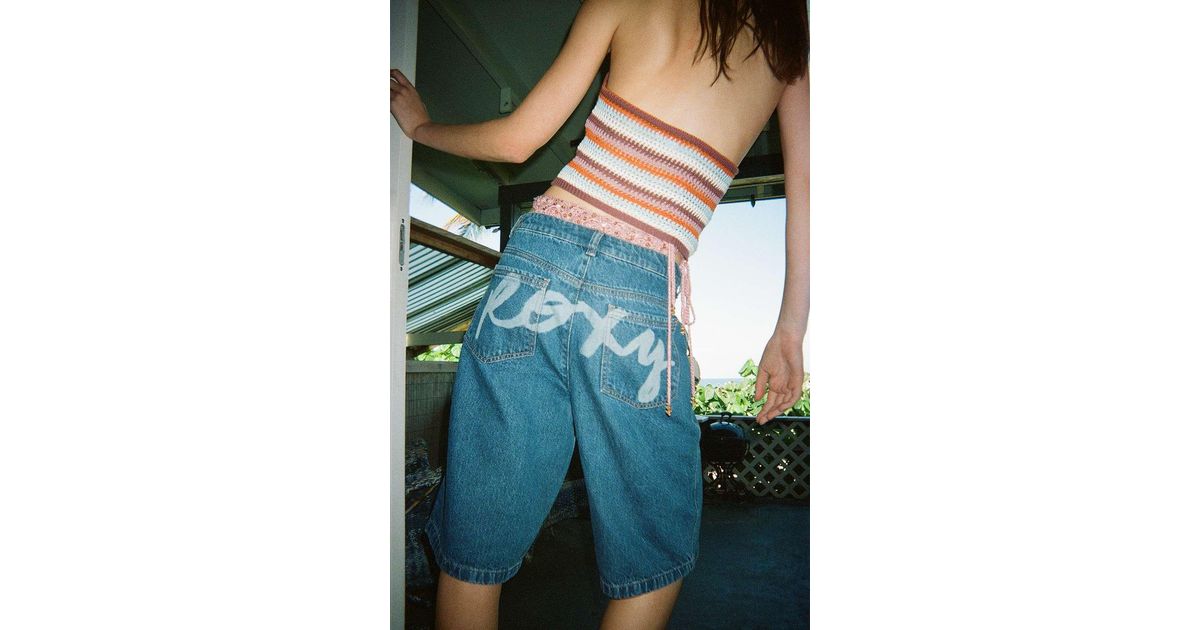 Roxy Uo Exclusive Denim Script Jorts in Blue | Lyst UK