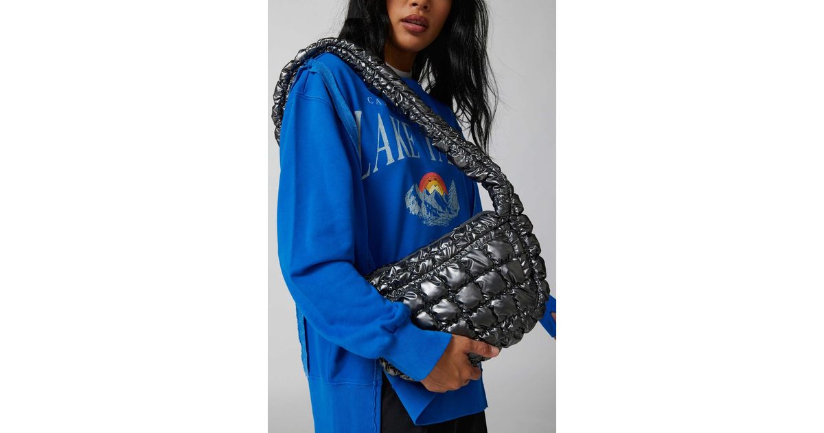 Urban Outfitters Max Pucker Quilted Puffy Crossbody Bag In Charcoal At
