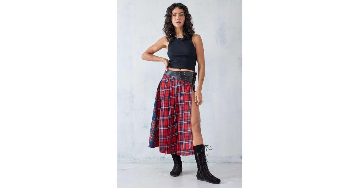 Jaded London Rebel Maxi Kilt in Red | Lyst UK
