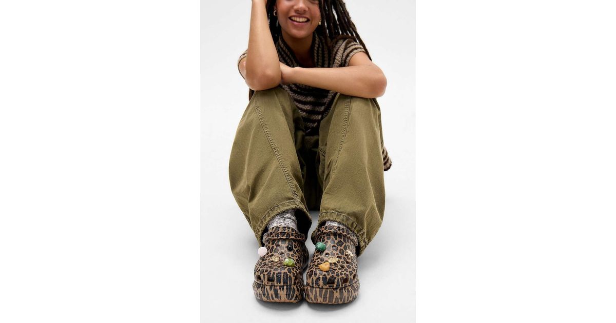 Crocs™ Leopard Classic Platform Clogs in Brown | Lyst UK