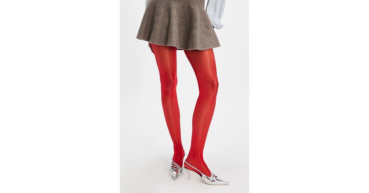 LECHERY Lechery Shiny 20 Denier Sheer Tights in Red | Lyst