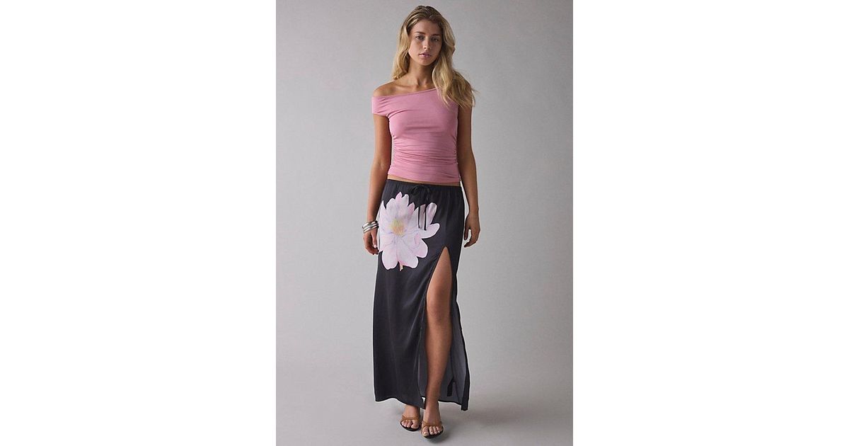 Kimchi Blue Evie Bold Floral Satin Slip Maxi Skirt | Lyst