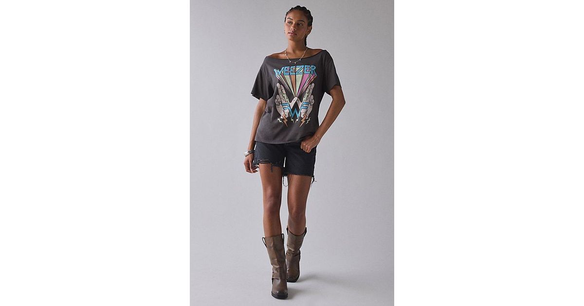 Urban Outfitters Rock Band Graphic Off-The-Shoulder Oversized Tee | Lyst