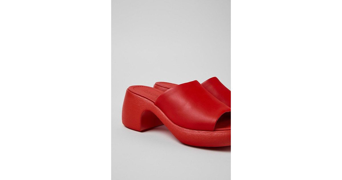 Camper Thelma Leather Mule Heel in Red | Lyst
