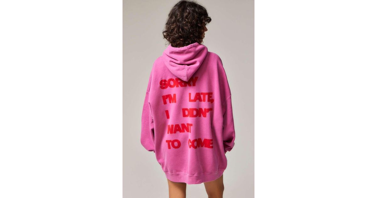 Urban Outfitters Uo Sorry I'm Late Hoodie Dress in Pink | Lyst UK