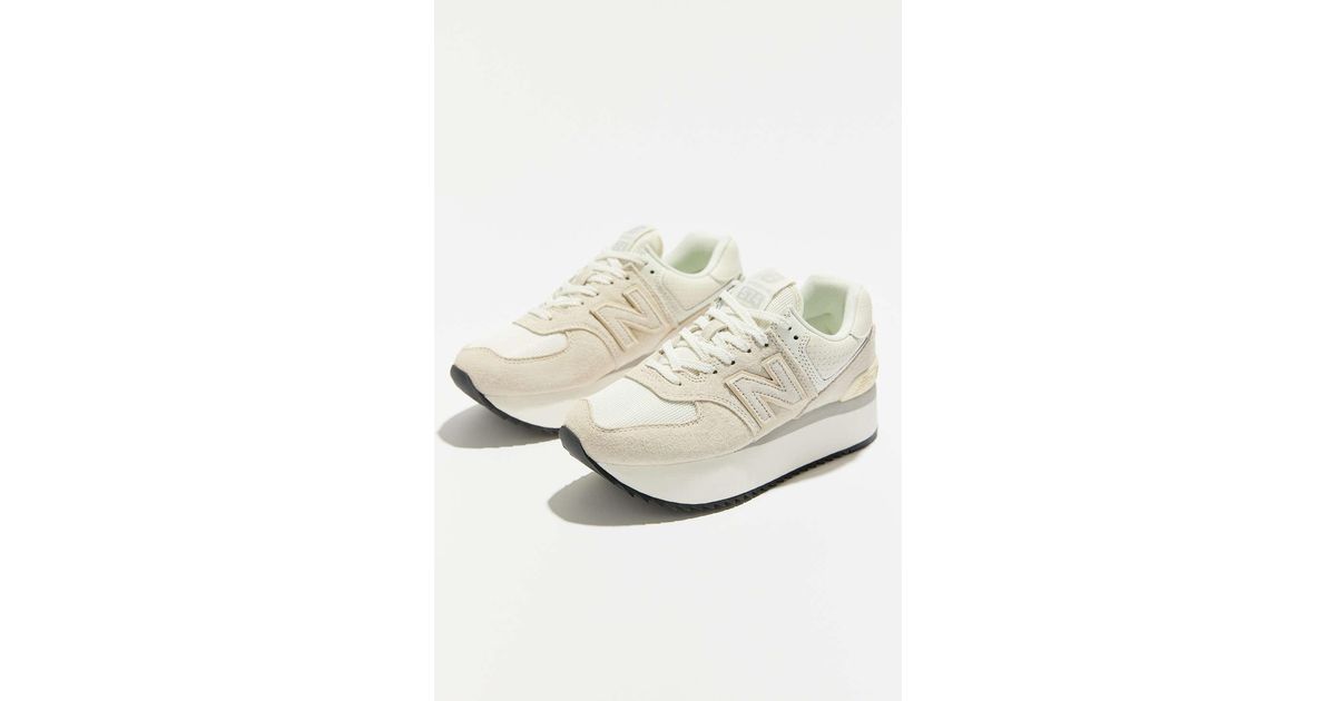 New Balance 574+ Platform Sneaker in White | Lyst
