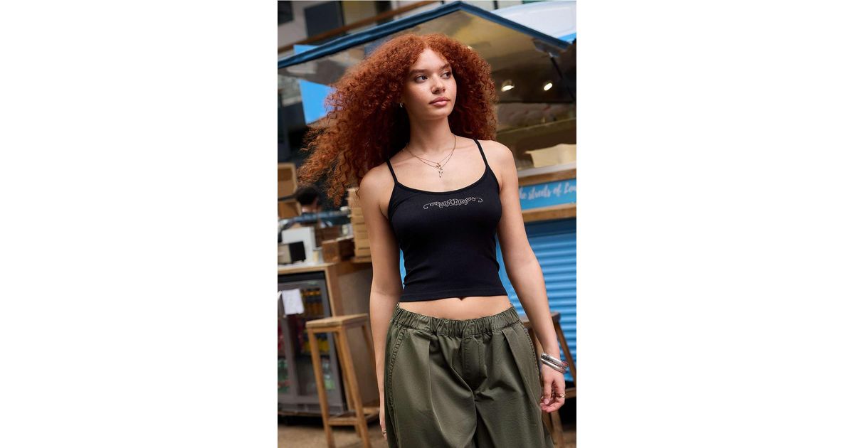 Urban Outfitters Uo Molly Hot Fix Cami in Black | Lyst UK