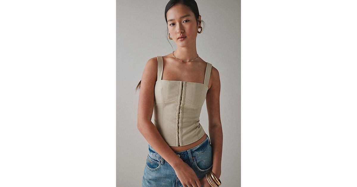 Lioness Harmonious Square Neck Corset Top in Brown | Lyst