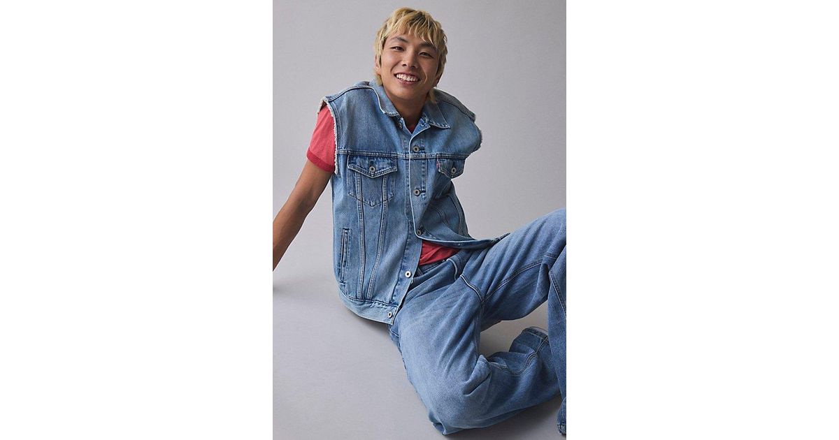 Levi's Relaxed Fit Denim Trucker Vest Jacket in Blue for Men | Lyst