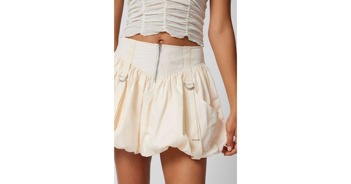 Urban Outfitters Uo Myra Drop Waist Bubble Mini Skirt In Ivory At In