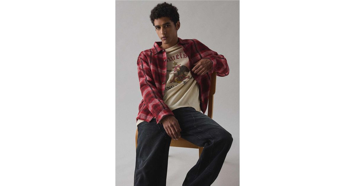 BDG Red Check Boxy Flannel Shirt for Men | Lyst UK
