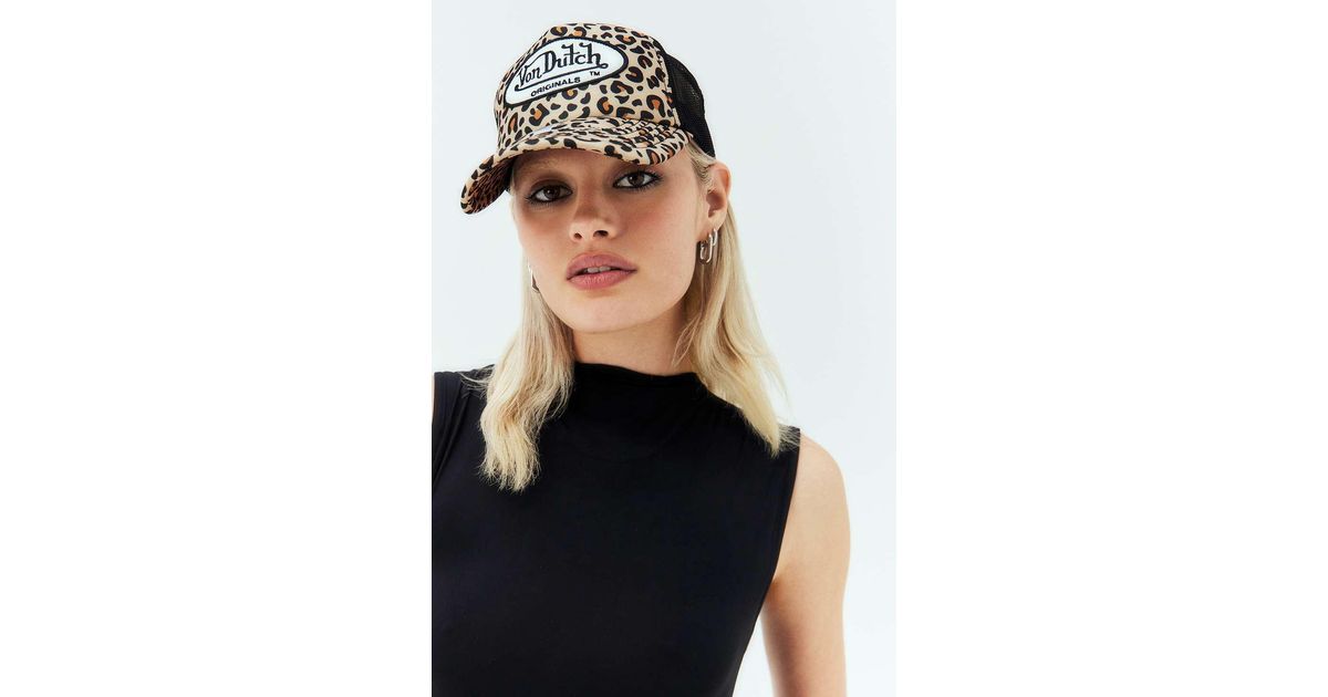 Von Dutch Leopard Print Tampa Trucker Cap in Brown | Lyst UK