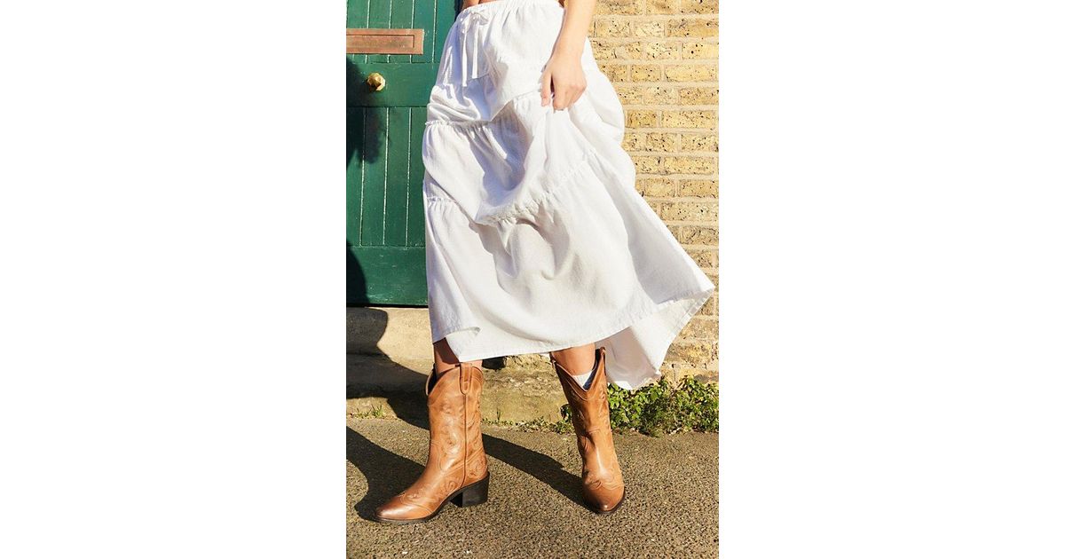 Urban Outfitters Uo Leather Rodeo Western Boots in Gray | Lyst