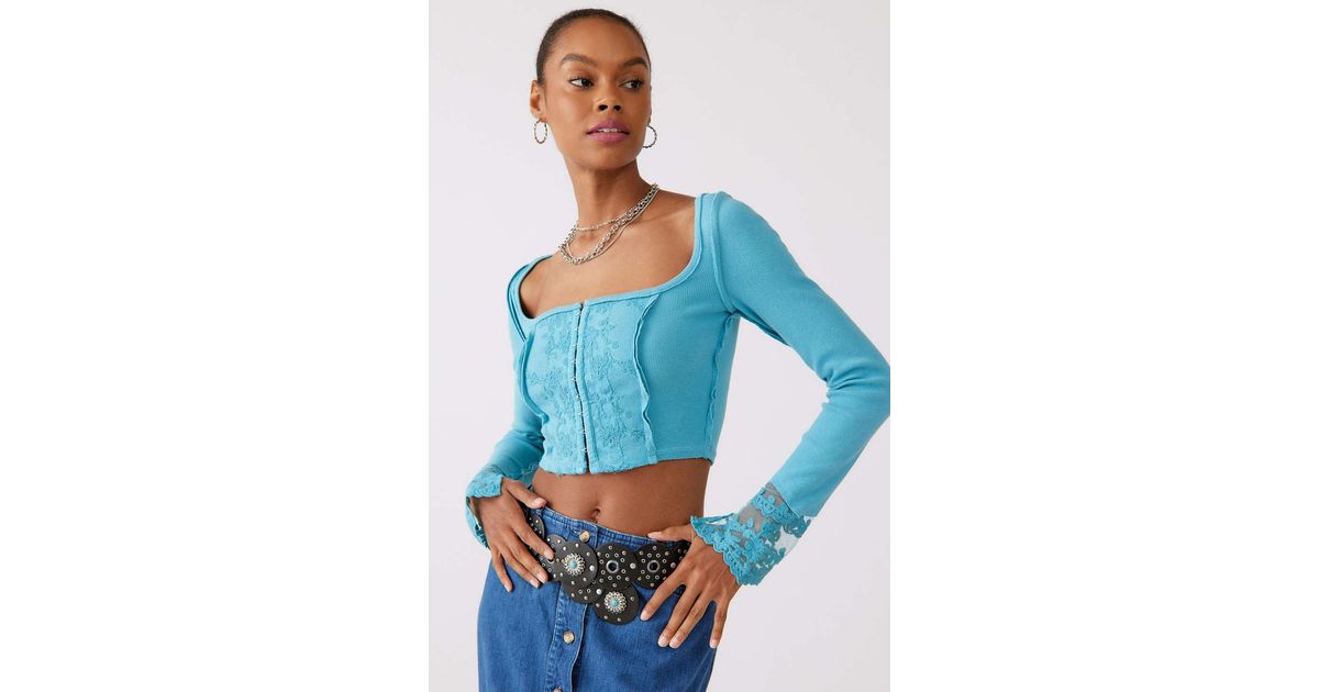 Urban Outfitters Uo Leona Lace Top in Blue | Lyst