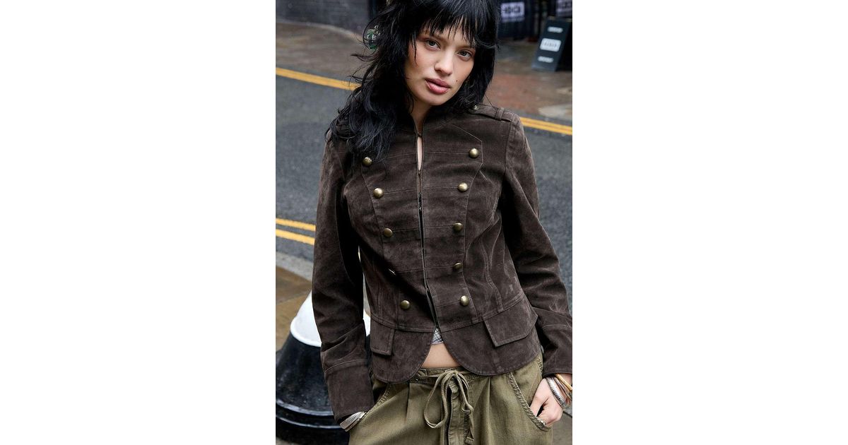 Urban Outfitters Uo Cate Faux Suede Band Jacket in Black | Lyst UK