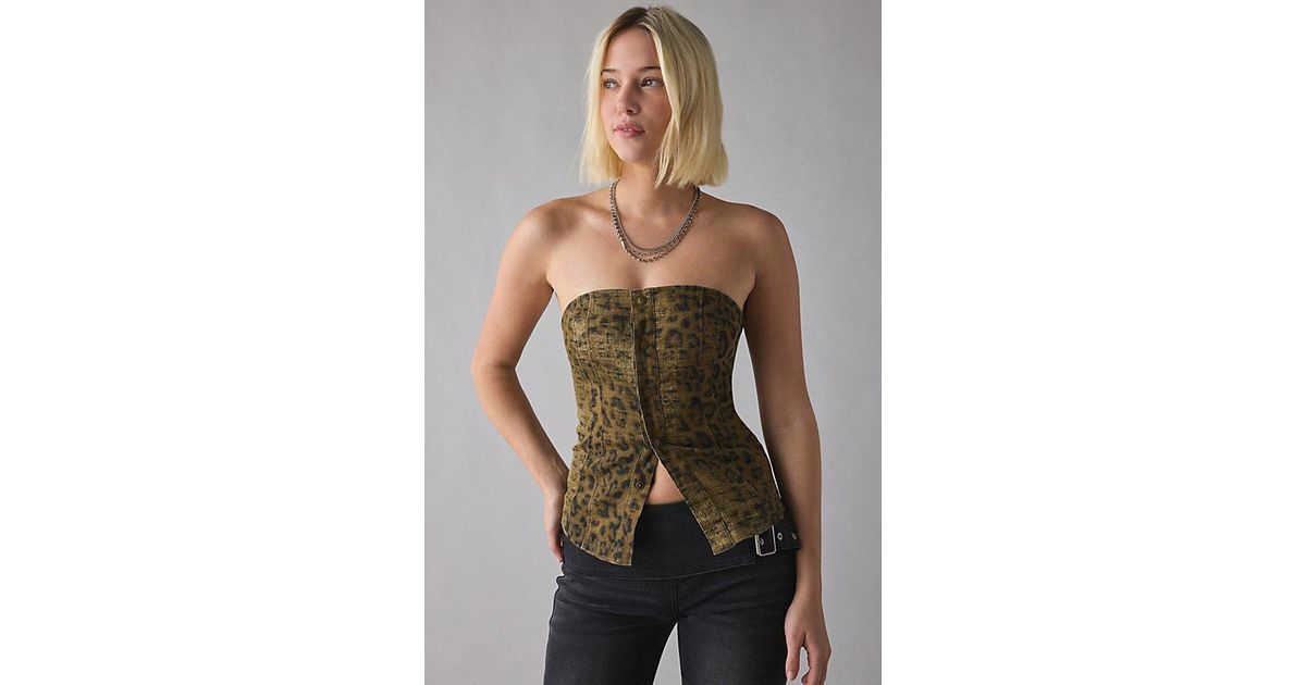 Urban Outfitters Uo Riley Strapless Seamed Denim Tube Top in Green | Lyst