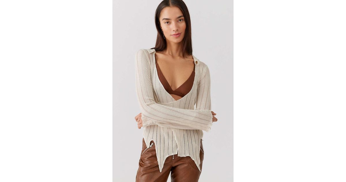 Urban Outfitters Uo Gina Collared Wrap Top In Natural Lyst Canada