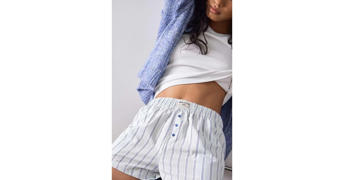 BDG Striped Boxer Shorts in White | Lyst UK