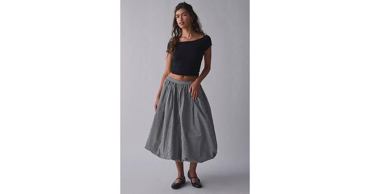 Kimchi Blue Maggie Bubble Hem Midi Skirt in Gray | Lyst